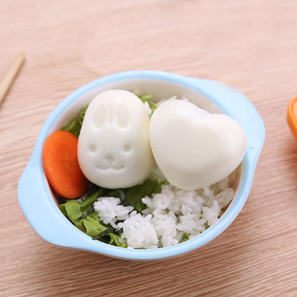 Boiled Egg Mould,6PcsHard Boiled Egg Mold,Fish Car Heart Shape Onigiri Mold,3D Rice Ball Maker, Plastic Egg Shaper DIY Tools Bento Accessories, Random Color