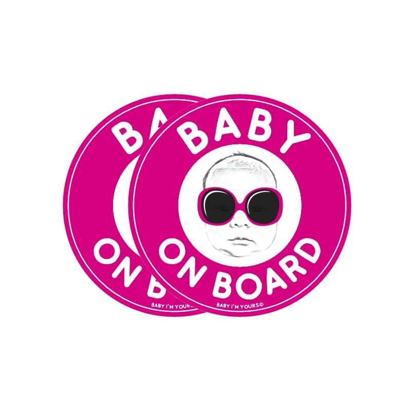 Baby Face Baby on Board Vinyl Car Sticker 2 in a Pack | Promotes Safety | Hot Pink