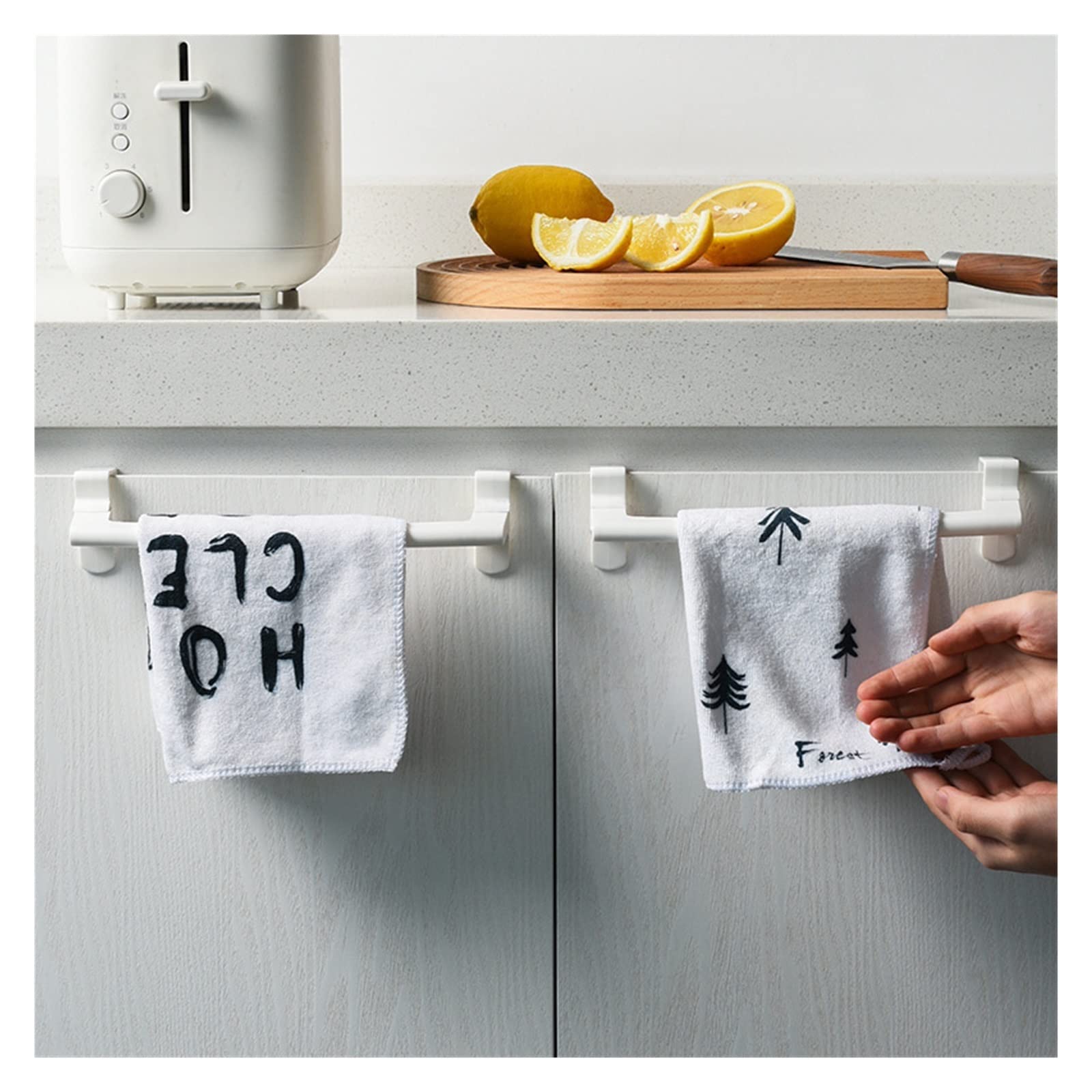 STARMS Simple Cabinet Door Single-Bar Towel Rack Kitchen Plastic Desktop Hanging Rag Rack Bathroom Non-Perforated Bath Towel Shelf