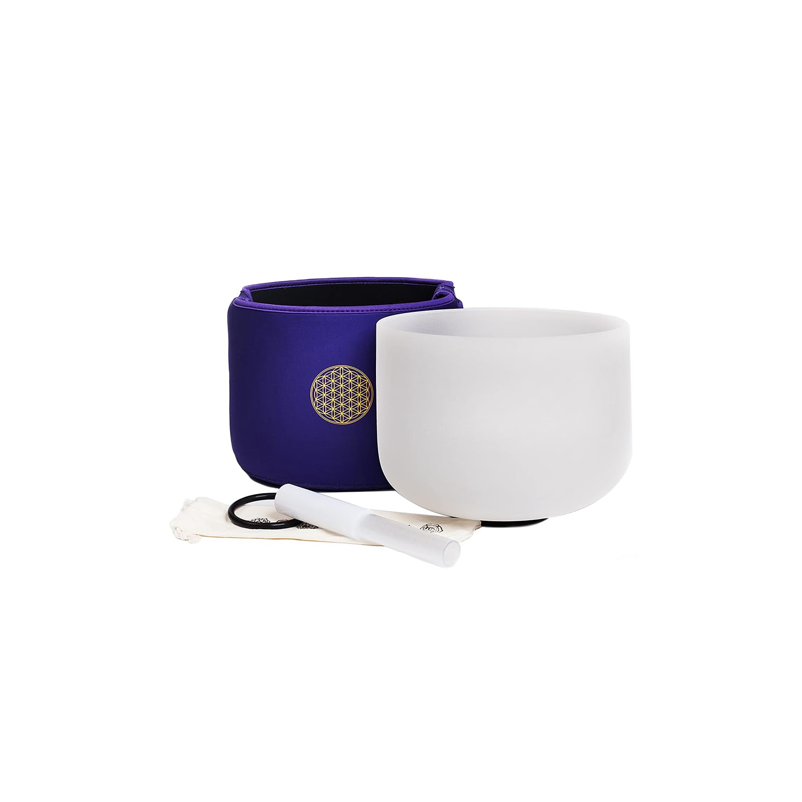 FMTY 10inch Crystal Singing Bowl WHITE G Note Throat Chakra with soft carrying case and Singing Mindfulness, Yoga, Spiritual and Body Healing and Energy Cleansing