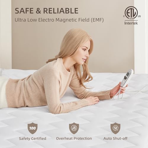 Bwarm Premium Multi-Zone Electric Heated Mattress Pad King Size, 78" x 80", Dual Controllers, 9 Heat Settings, 1-12 Hours Auto Off, Individual Body and Feet Settings, Machine Washable