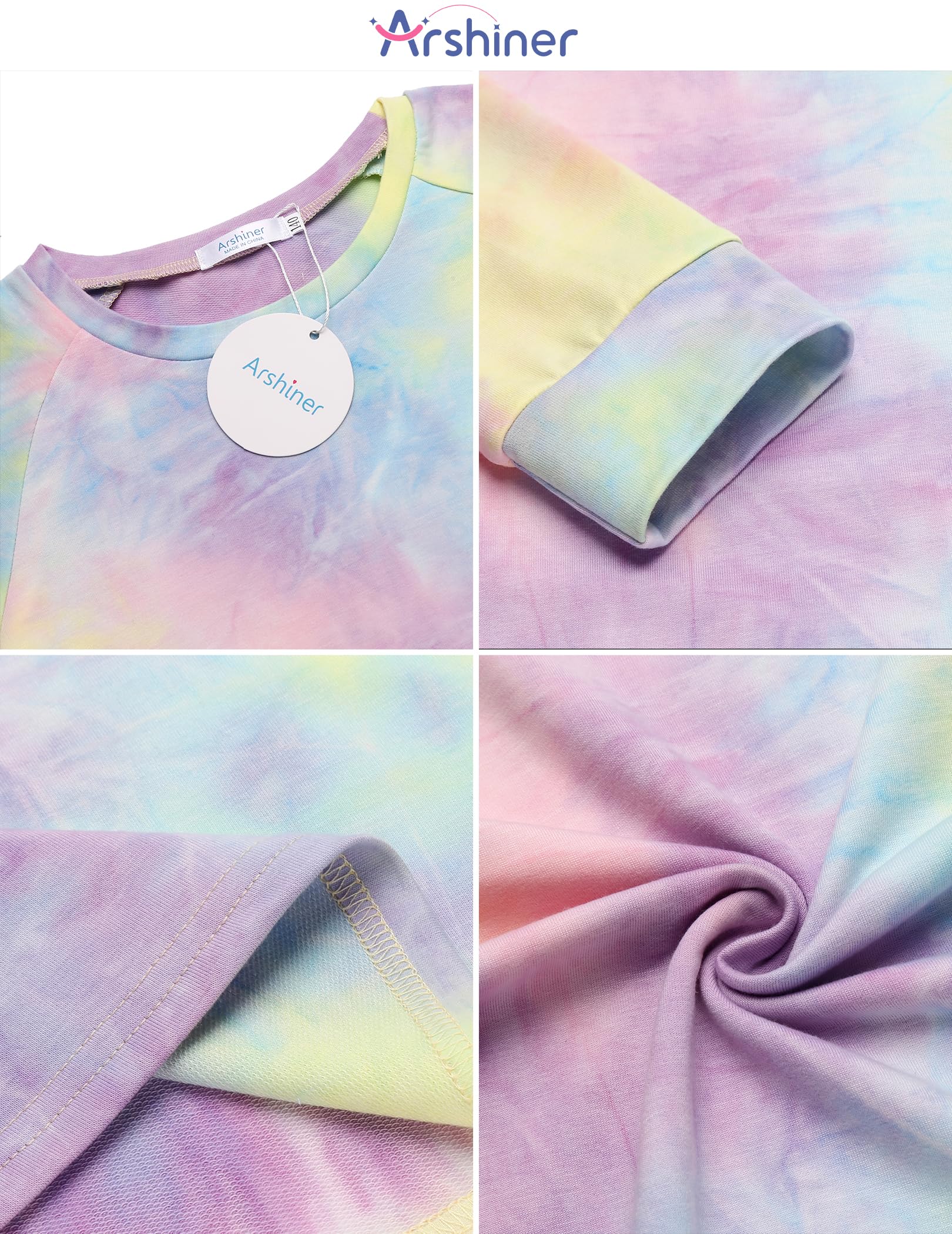 Arshiner Kids Girls Tie Dye Long Sleeve Casual Loose Crewneck Sweatshirts for 4-5T