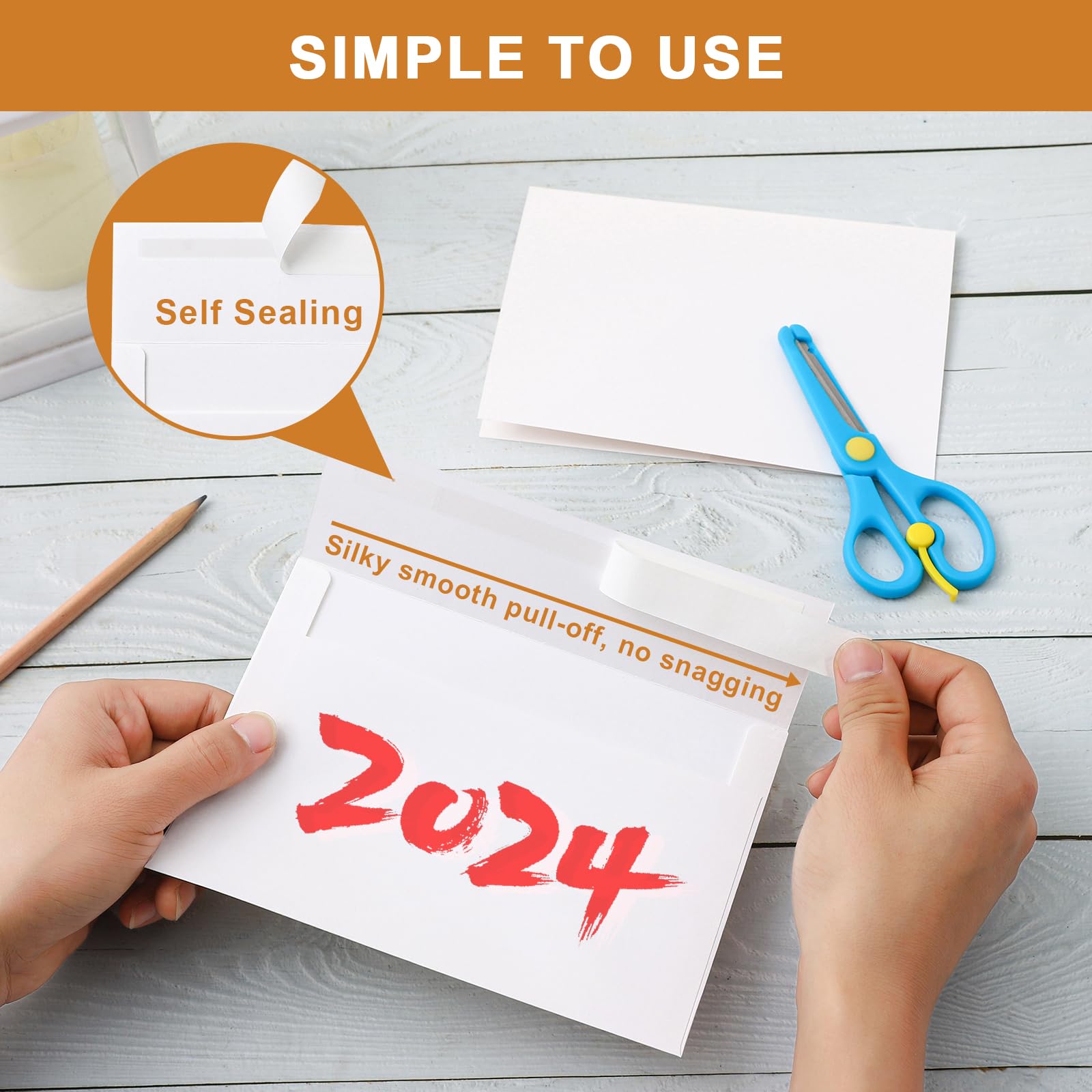 Silunkia 100 Packs White Blank Note Cards and Envelopes 5 x 7 Folded Cardstock and A7 Envelopes Self Seal for Wedding Invitations, Party, DIY Greeting Cards, Thankgiving Cards, Baby Shower