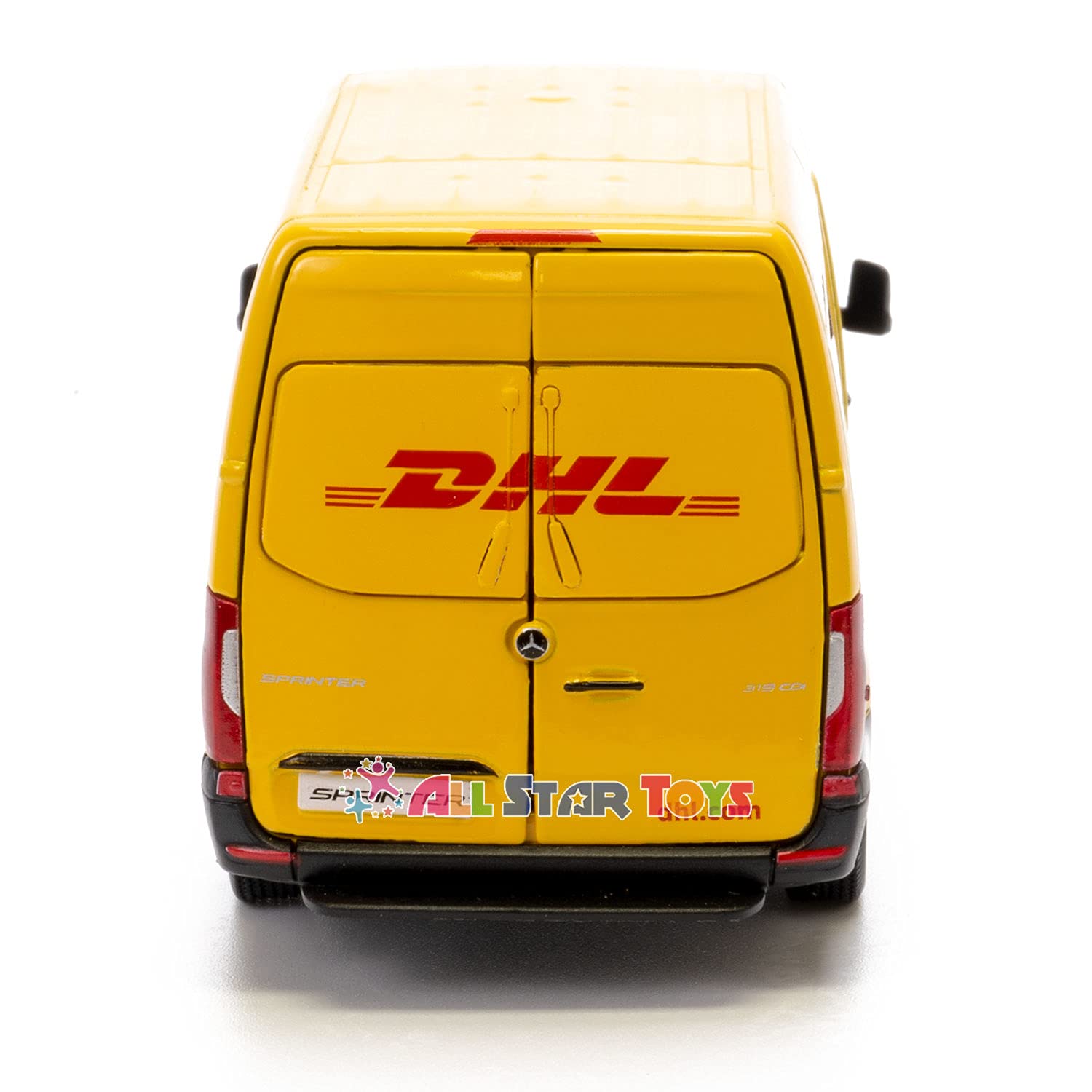 KiNSFUN DHL Mercedes-Benz Sprinter 1:46 Scale 5inch Die Cast Metal Model Toy Cargo Van