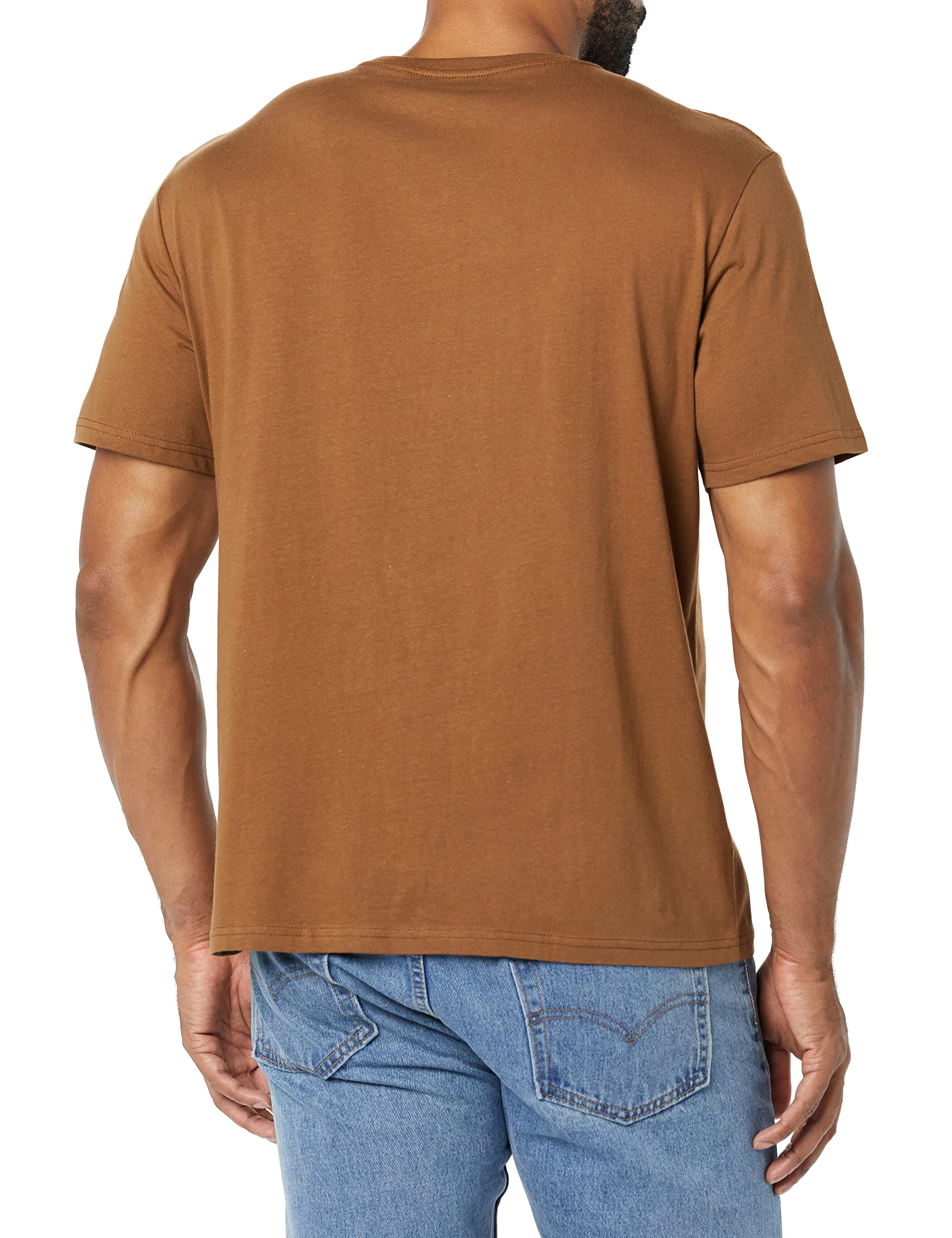 Amazon Essentials Men's Slim-Fit Short-Sleeve V-Neck T-Shirt, Pack of 2, Black/Brown, Large