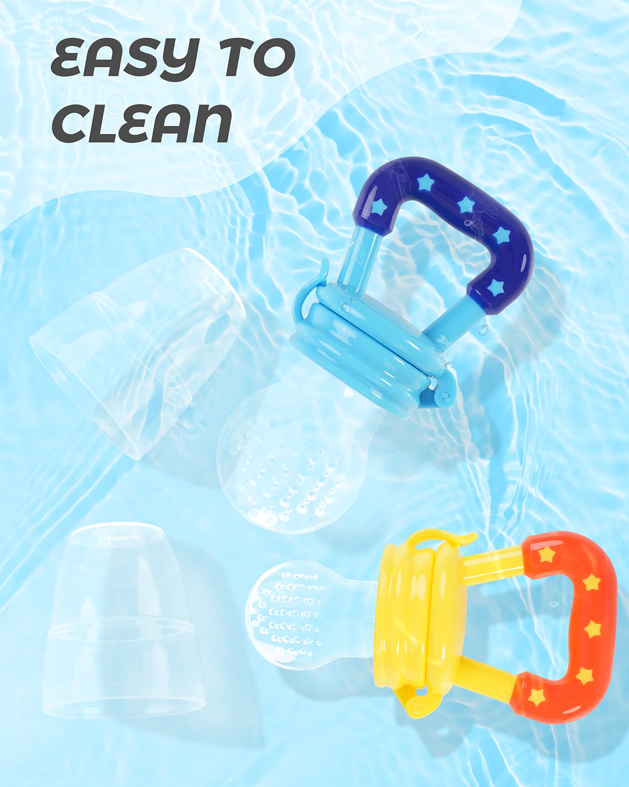Baby Fruit Feeder, Baby Food Feeder,Teething Pacifier (4 Pack), Baby Fruit Pacifier Feeder, Soft Safe BPA-Free Silicone Pouches, Training Massaging Toy Teether