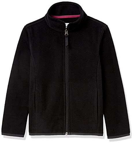 Amazon Essentials Girls' Polar Fleece Full-Zip Mock Jacket, Black, XX-Large