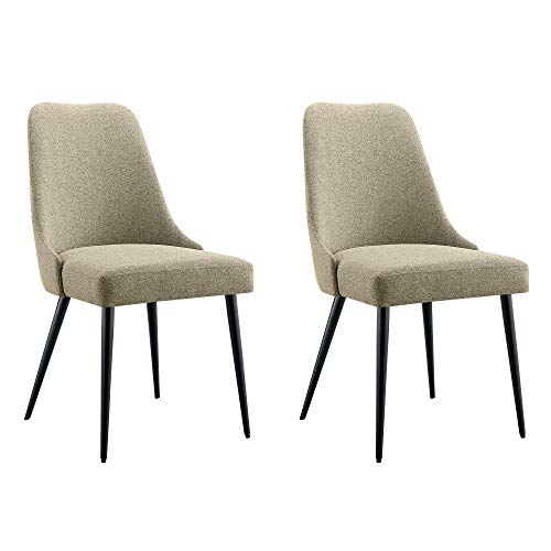 Ball & Cast Modern Kitchen Chair Upholstered Dining Chairs, Desk Chair Side Chair with Metal Legs, Brown Grey Set of 2