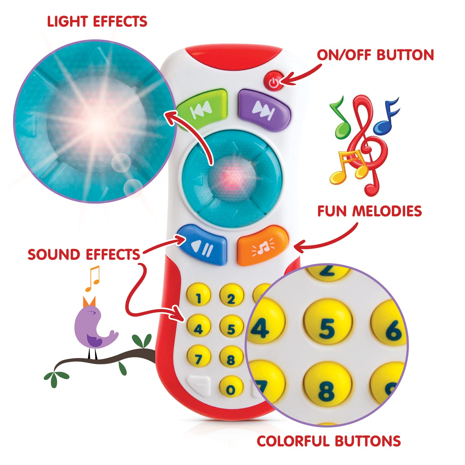 Baby Remote Control Toy for 3 Months & Up - Light Up Toy Remote with Fun Sounds & Music - Perfect Baby Gift