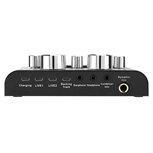 ASHATA Live Sound Card Bluetooth Multifunctional Portable Audio Mixer Sound Card in Metal Voice Change Volume Adjustable with Multiple Electro Acousti