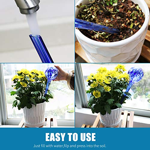 Brajttt Plant Watering Globes, 2 Pieces Automatic Watering Bulbs, Cute Glass Watering Globes with 2 Tags