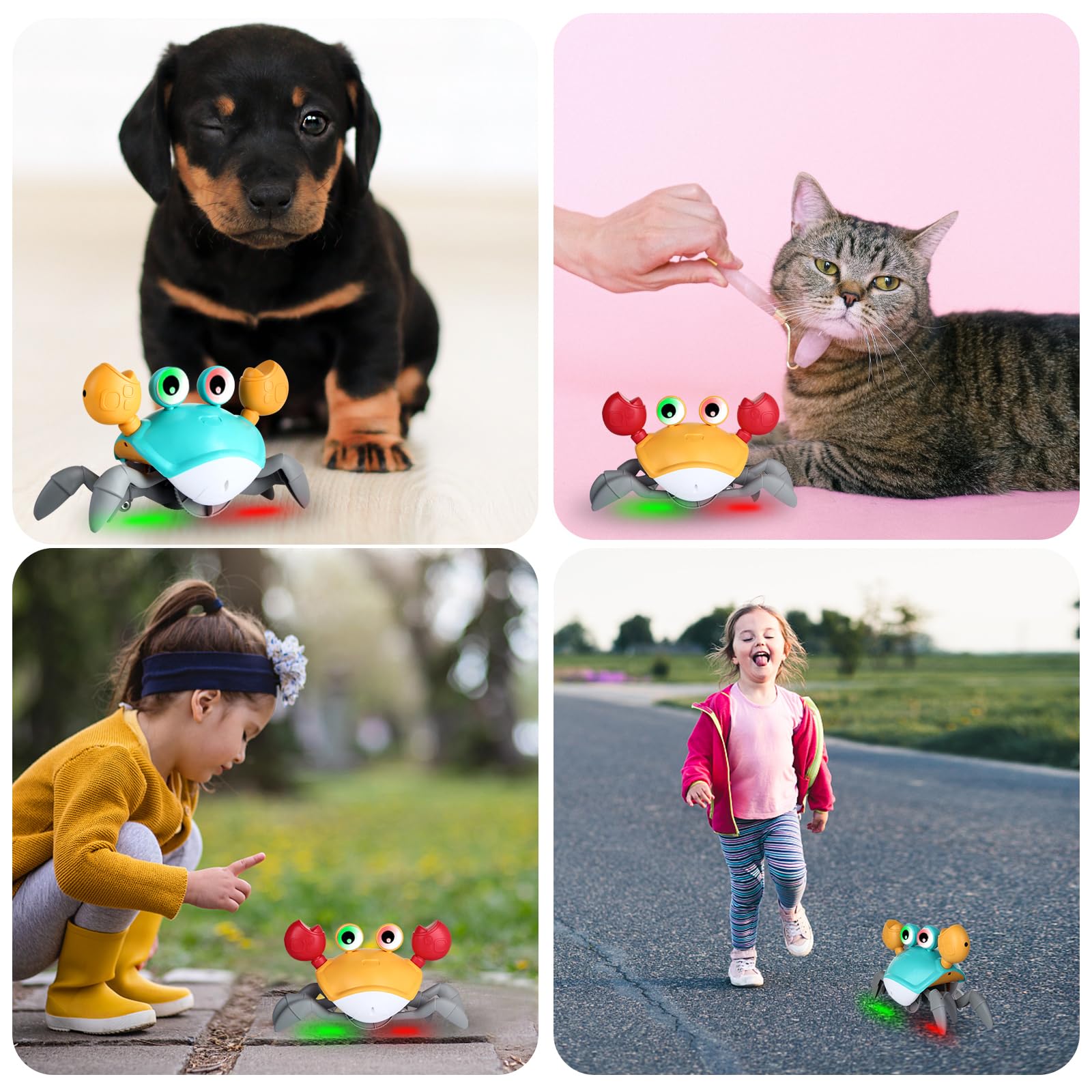 Crawling Crab Sensing Escape Toy, Tummy Time Baby Toy with Music& Lights, Interactive Kids Infant Learning and Entertainment Fun Toy Birthday Christmas, Green