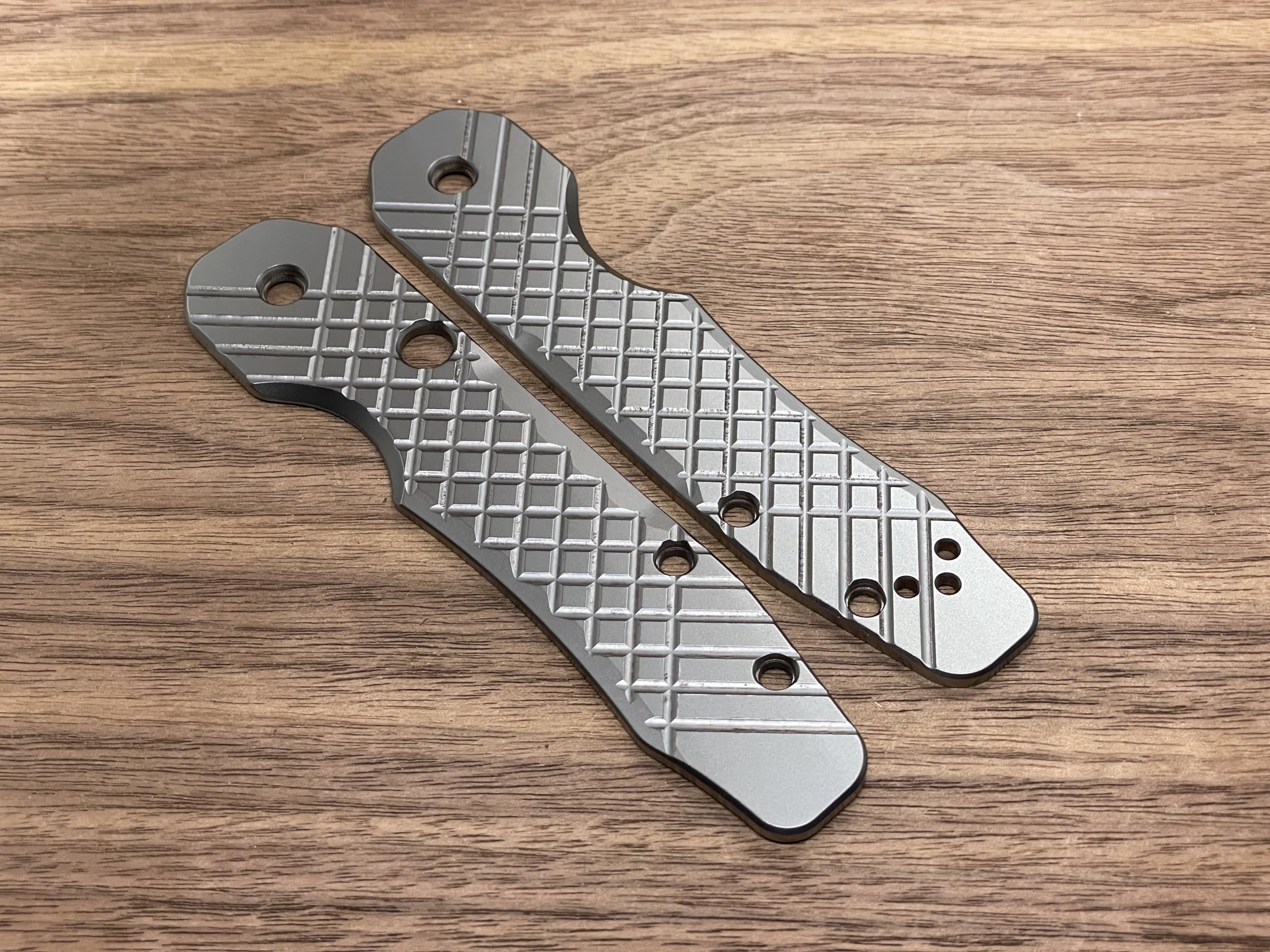 Black engraved FRAG milled Titanium Scales for Spyderco SMOCK