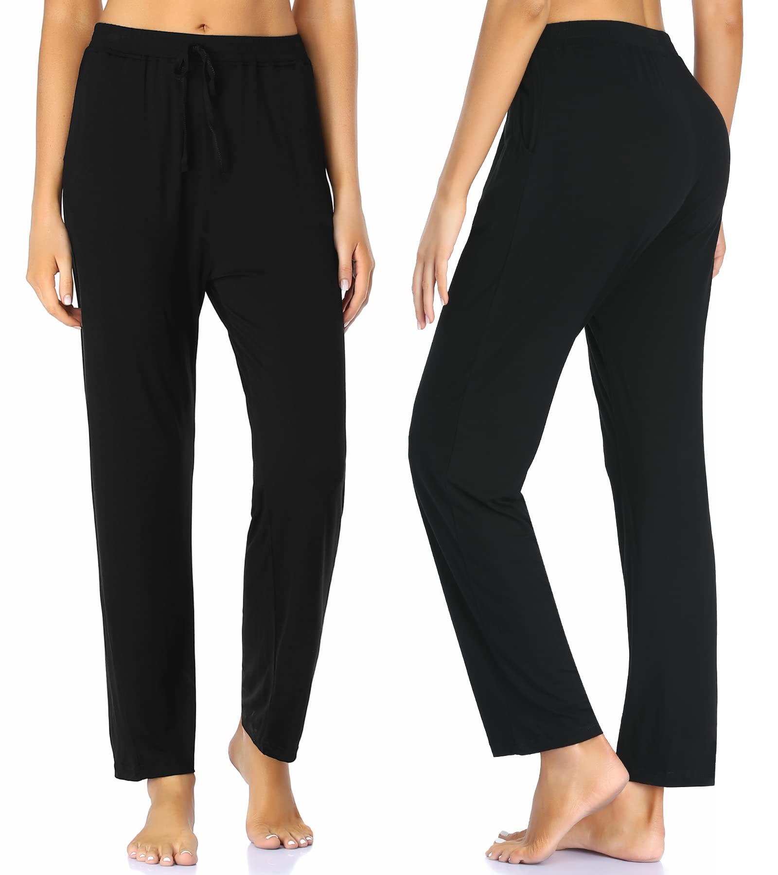 ASIMOON Women's Sweatpants Comfy High Waist Loose Yoga Pants Stretch Casual Workout Pants for Ladies Black