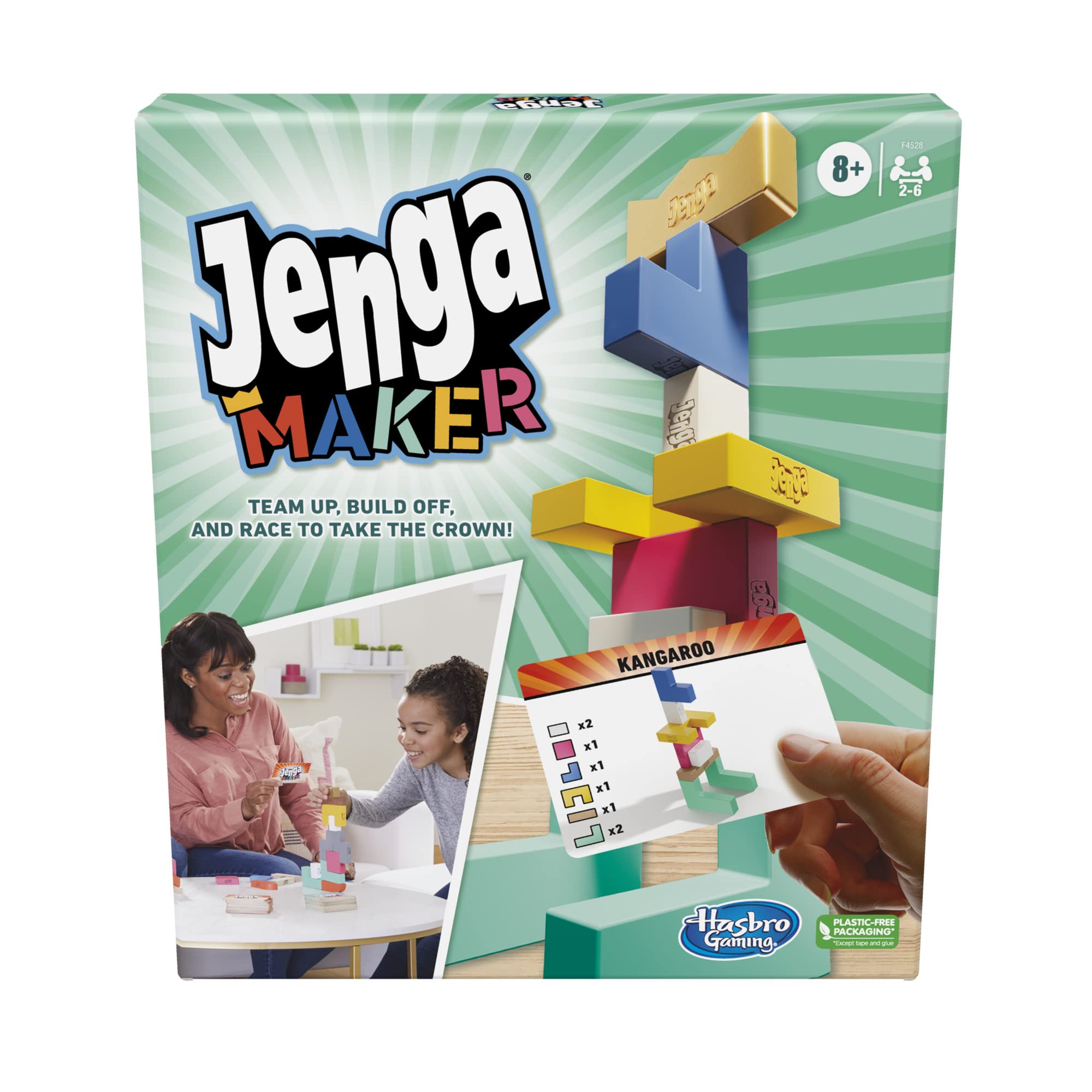 Hasbro Gaming Jenga Maker, Wooden Blocks, Stacking Tower Game, Game for Kids Ages 8 and Up, Game for 2-6 Players, Play in Teams