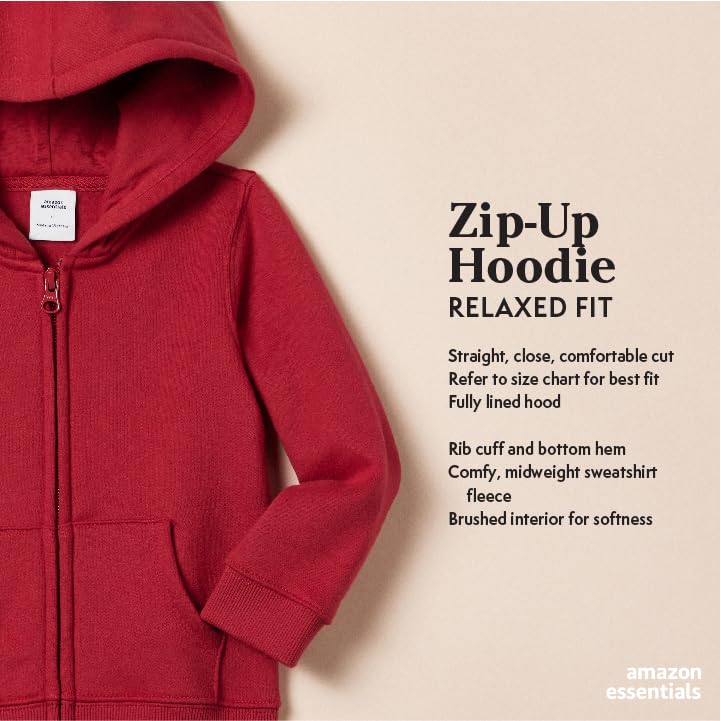 Amazon Essentials Girls' Fleece Zip-Up Hoodie Sweatshirt, White Ditsy Floral, Large