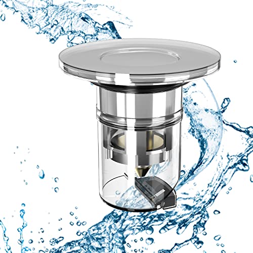Bathroom Sink Stopper, 3 in 1 Pop Up Kitchen Bathtub Drain Stopper Plug, Sink Strainer for 1.18-1.65", with Shower Drain Hair Catcher Anti-Odor Valve Anti Clogging Bathroom Sink Drain Strainer