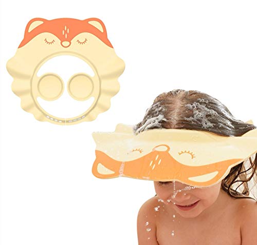 Baby Shower Cap Cute Animal Bathing Cap - Soft Adjustable Visor Hat Safe Shampoo Shower Bathing Protection Bath Cap for Toddler Baby Kids Children (Yellow)