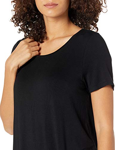Amazon Essentials Women's Relaxed-Fit Short-Sleeve Scoopneck Swing T-shirt (Available in Plus Size), Black, XX-Large