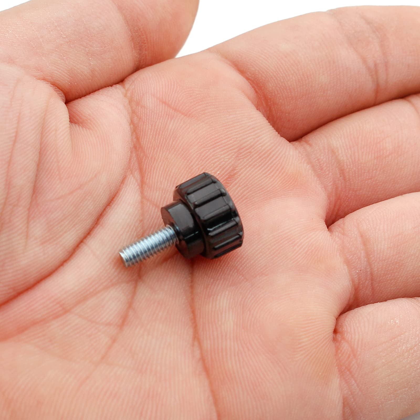 BokWin 20 Pcs Round Knurled Threaded Screws,M4x15mm Black Carbon Steel Thumbscrew for Monitor Computer Machinery