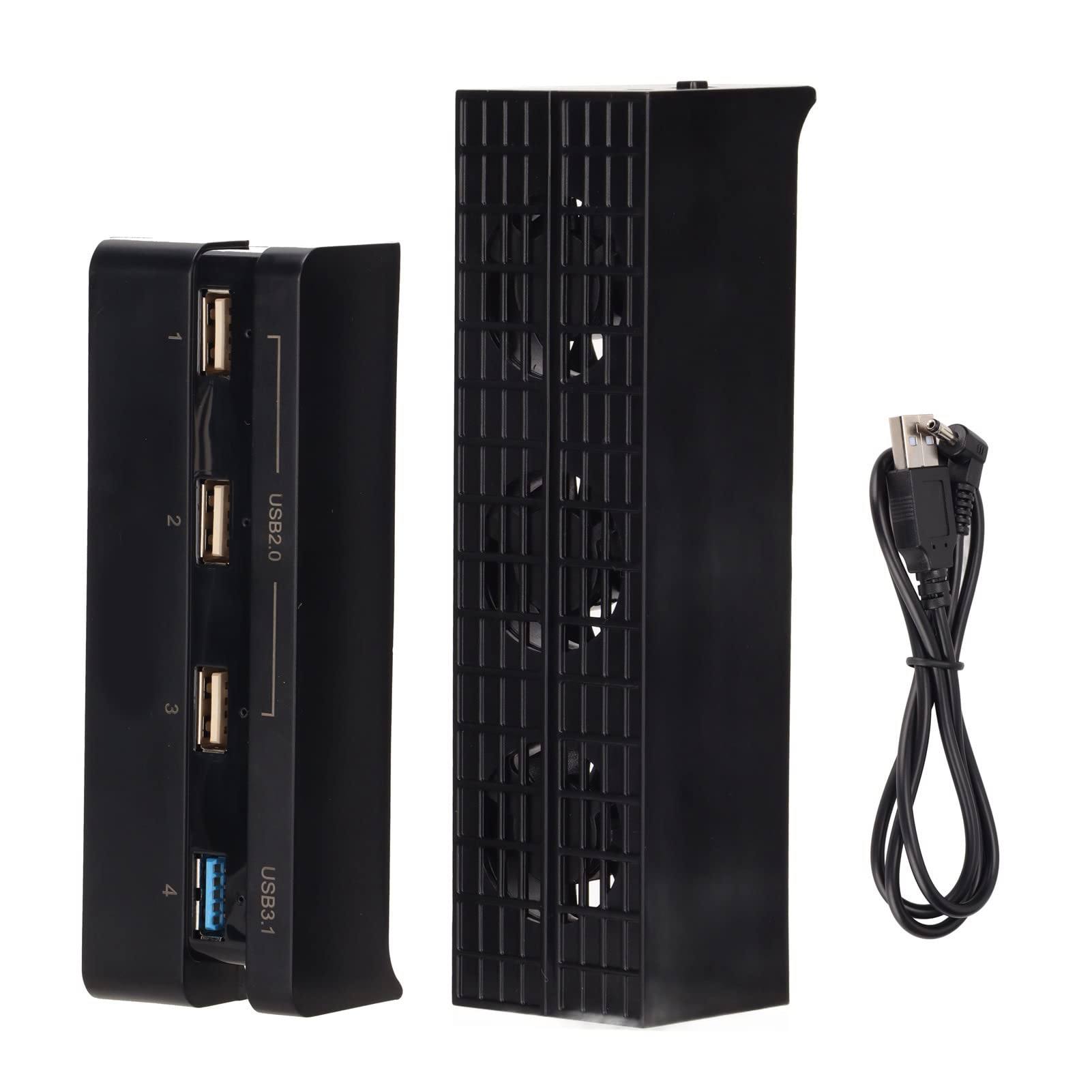 for PS4 Slim Cooling Fan with hub, Game Console Automatic Intelligent Cooling Fan & 4 Port USB Hub for PS4 Slim Gaming Console Host
