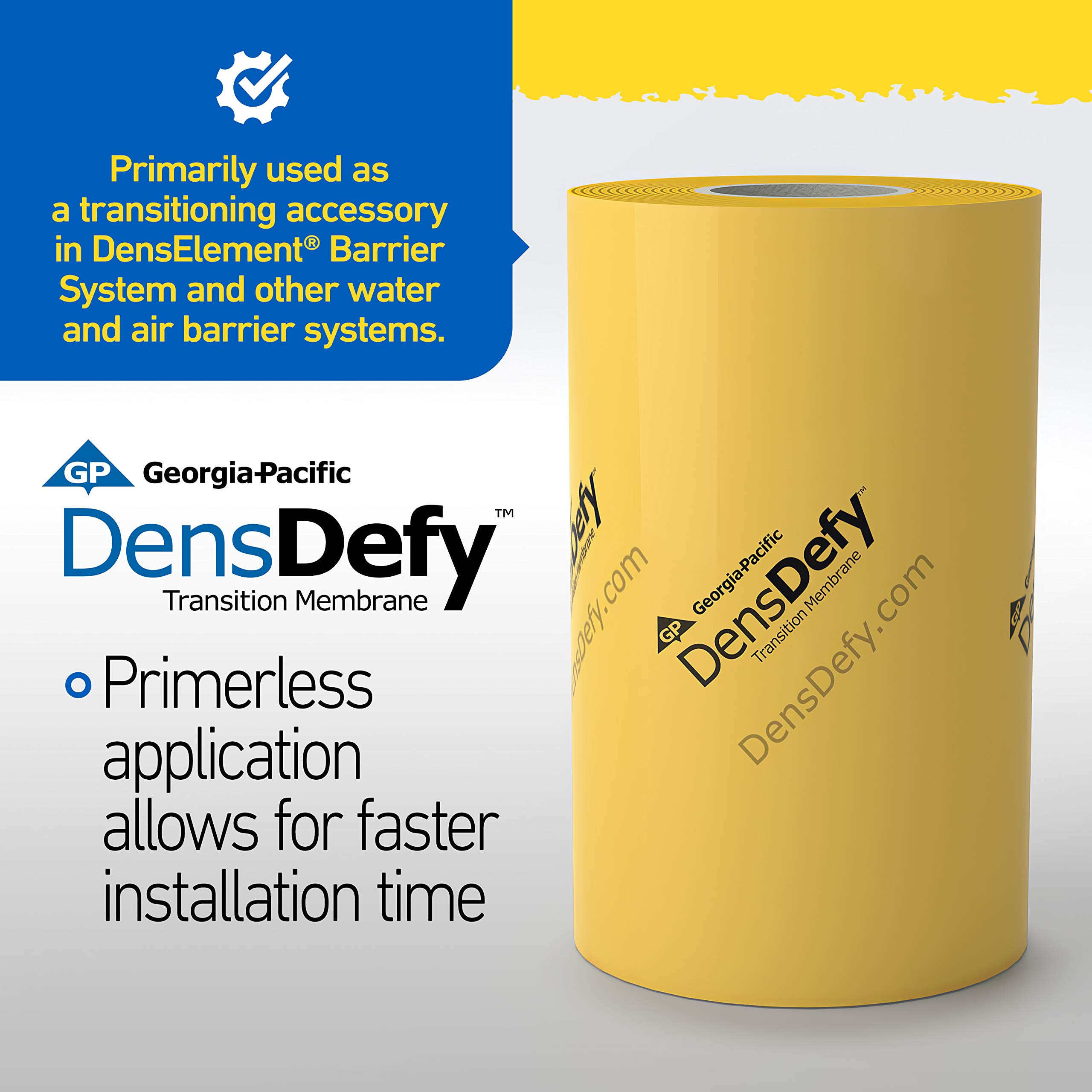 DensDefy Transition Membrane Flashing Tape | 12 inches x 75 feet | Self-Adhesive Flashing for Doors-Windows Rough Openings
