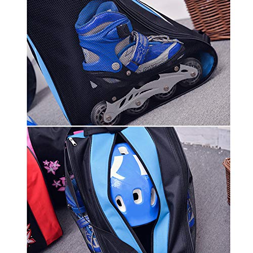 ANGIEHAIE Large Capacity Durable Ice Skates Roller Skating Carry Holder Storage Zipper Bag Blue