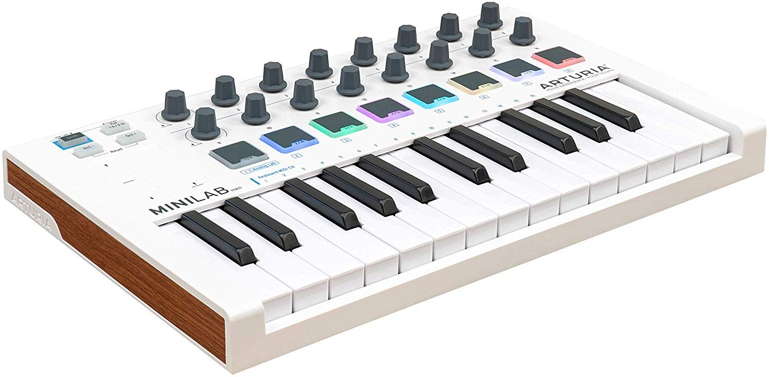 Arturia MiniLab MkII 25 Slim-Key Controller 25-Note USB Mini Keyboard Controller with 16 Encoders with Gravity Magnet Phone Holder Bundle