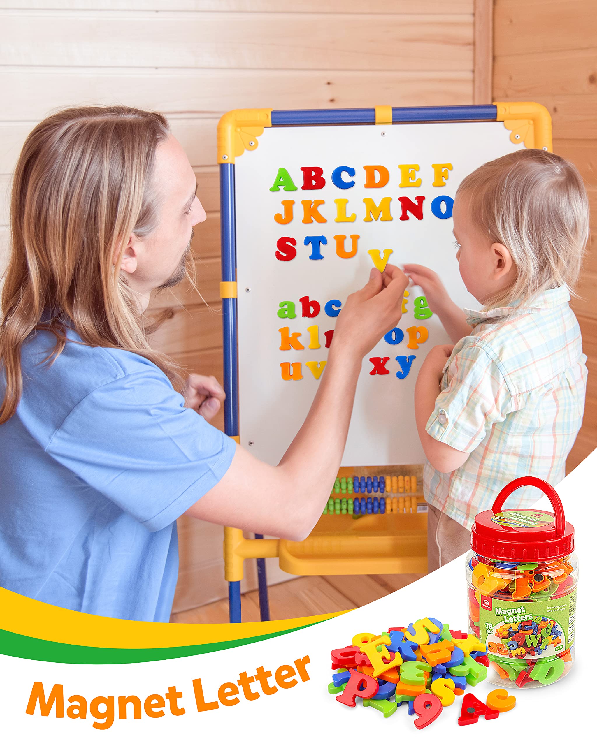 Coogam Alphabet Magnetic Letters Numbers Colorful ABC 123 Refrigerator Fridge Magnets Uppercase Lowercase Vocabulary Educational Toy Set for Preschool Learning Spelling Counting