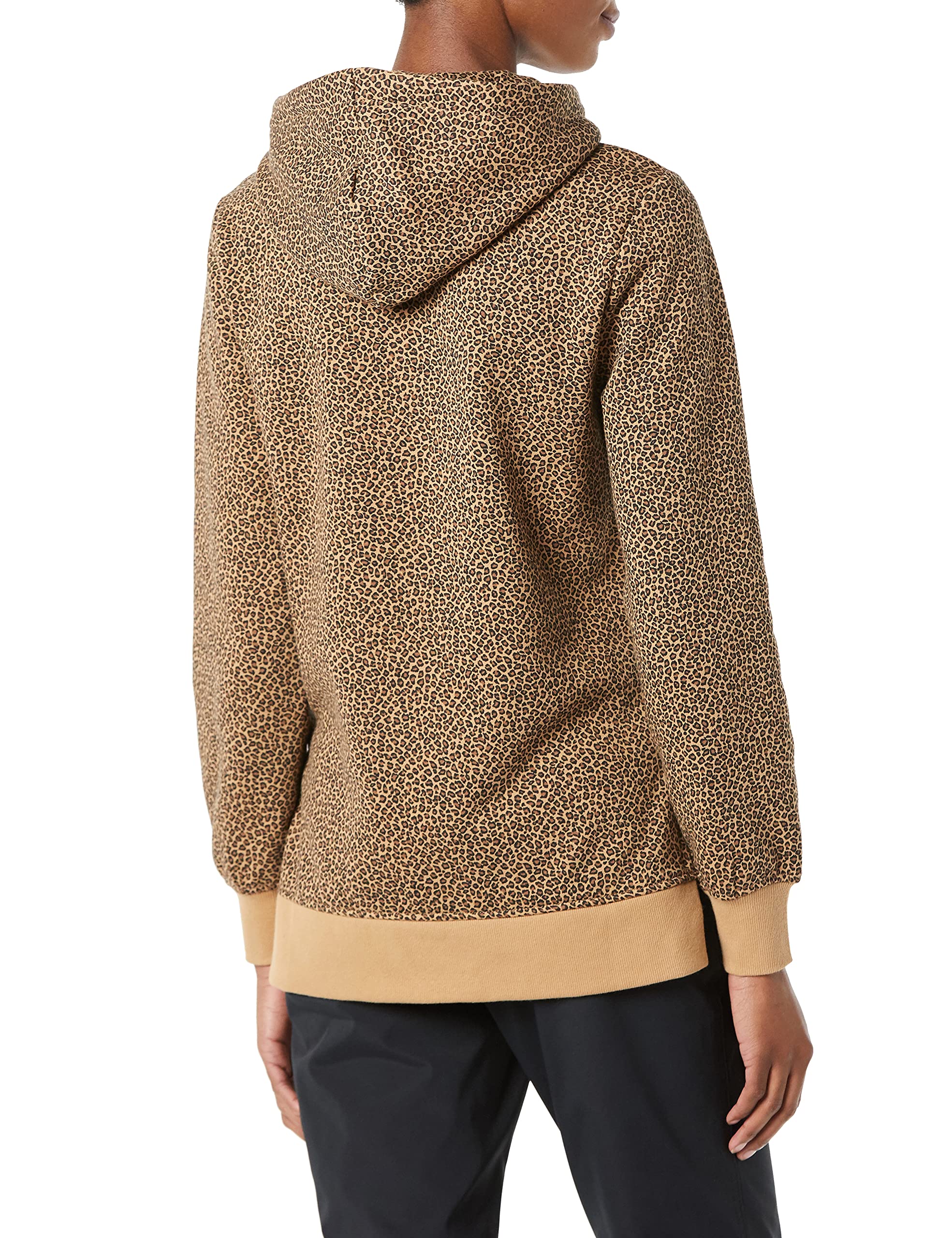 Amazon Essentials Women's French Terry Hooded Tunic Sweatshirt, Camel Cheetah, X-Large