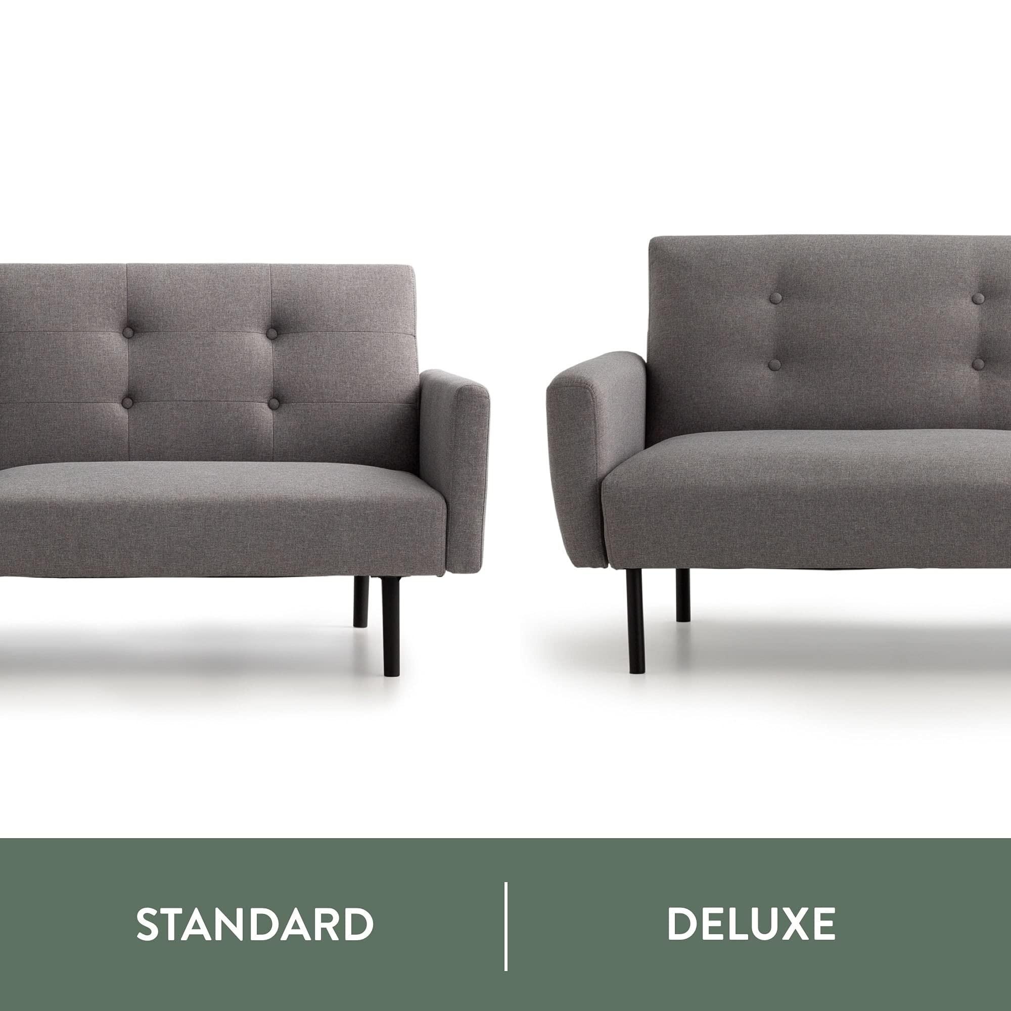 Edenbrook Gilman Futon - Futon Sofa Bed - Futon Couch - Small Futon - Living Room Furniture - Armed Sofa Bed Couch - Sleeper Sofa โ Gray Linen Futon