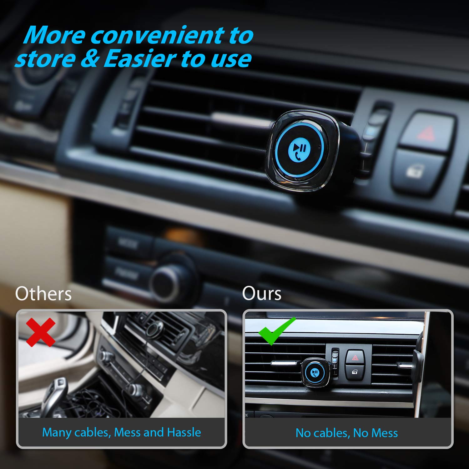 Esky Bluetooth Receiver for Car, 3.5mm Aux Bluetooth Car Adapter, Bluetooth 5.0 Wireless Car Audio Stereo Kits with Hands-Free Call, Dual 2.4A USB Ports Car Charger - US Patent No. US 10,272,845 B2