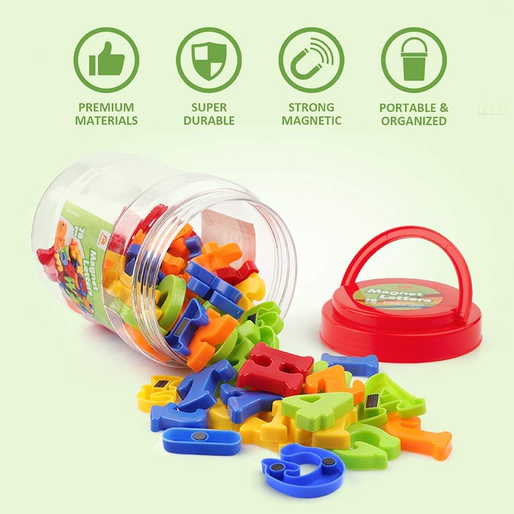 Coogam Magnetic Letters Numbers Alphabet Fridge Magnets Colorful Plastic ABC 123 Educational Toy Set Preschool Learning Spelling Counting Uppercase Lowercase Math for 3 4 5 Years Kid(78 Pcs)