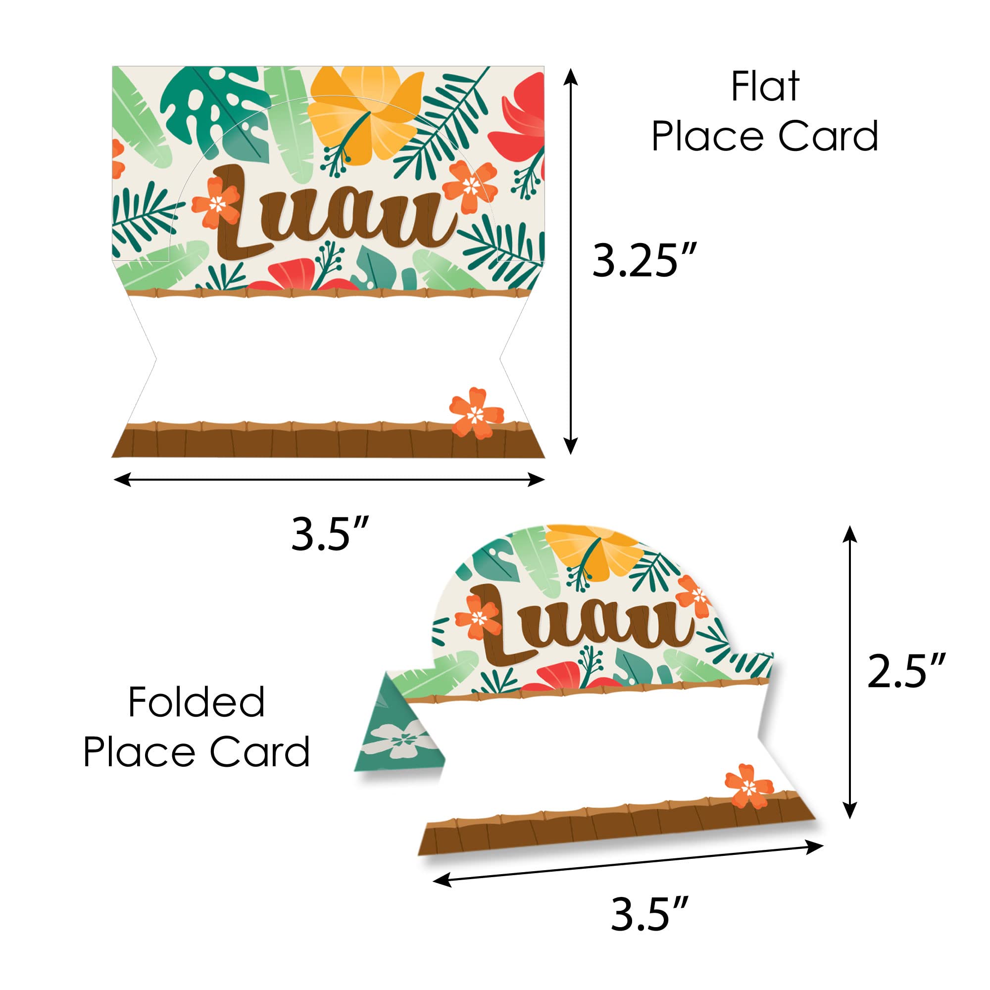 Big Dot of Happiness Tropical Luau - Hawaiian Beach Party Tent Buffet Card - Table Setting Name Place Cards - Set of 24