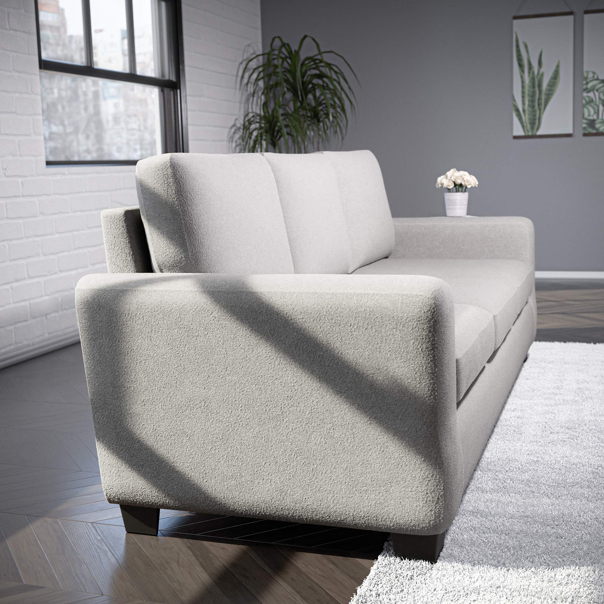 Edenbrook Wasatch Upholstered Loveseat with Track Arms β Mid Century Modern Couch, Loveseat, Dove Gray