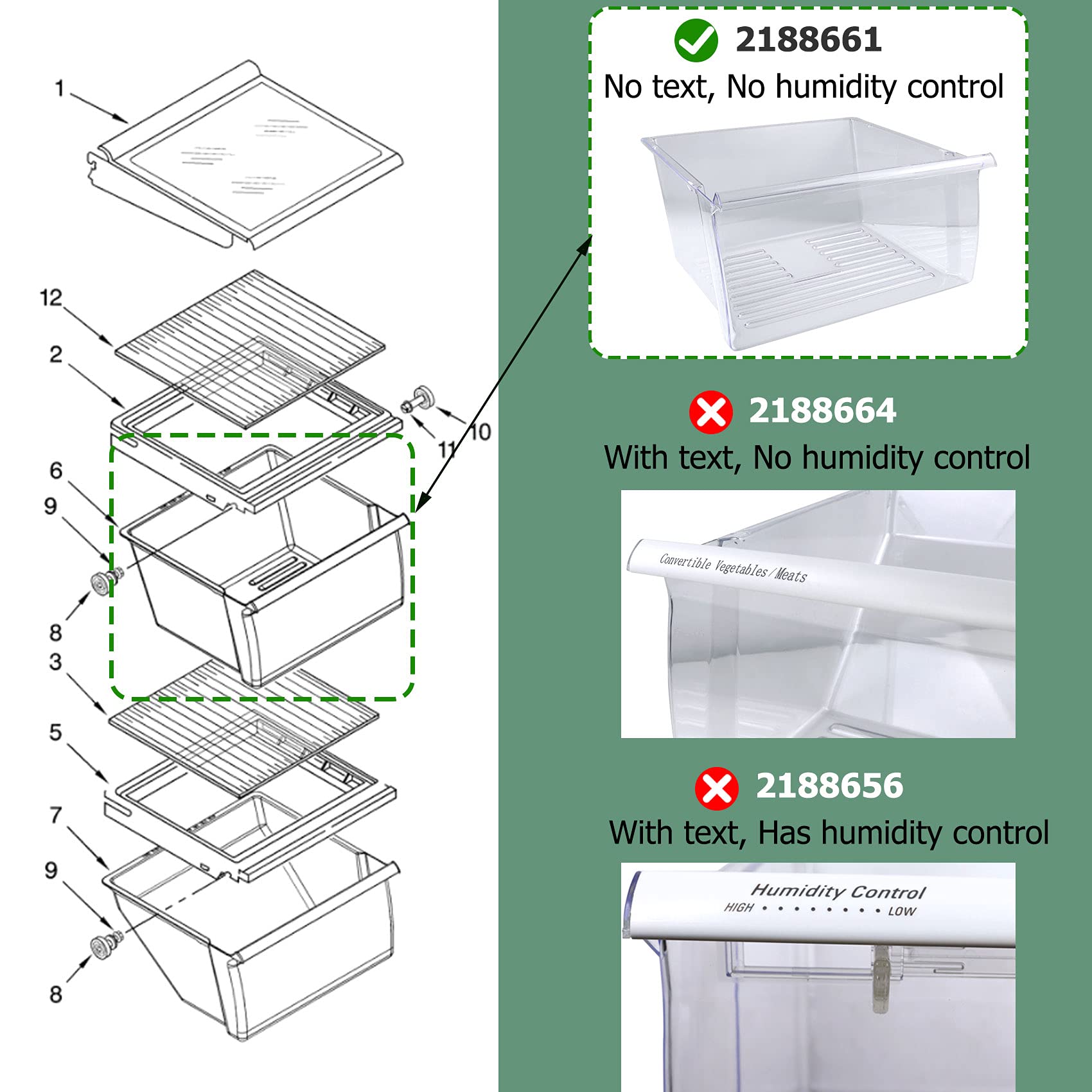 Hosile Crisper Bin, 4.5 Gallon Capacity, Clear Plastic, Replaces OEM Part #2188661, Fits Some Whirlpool, Kenmore, M-a-ytag, Amana, Estate, Crosley, Inglis, Roper, Ikea, Kirkland