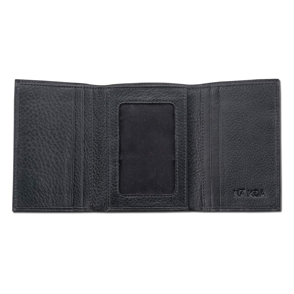 Hawaiian Turtle Tattoo Trifold Wallet, Genuine Leather, "Ohana" Tattoo art by Samson Harp (Black) from NAKOA