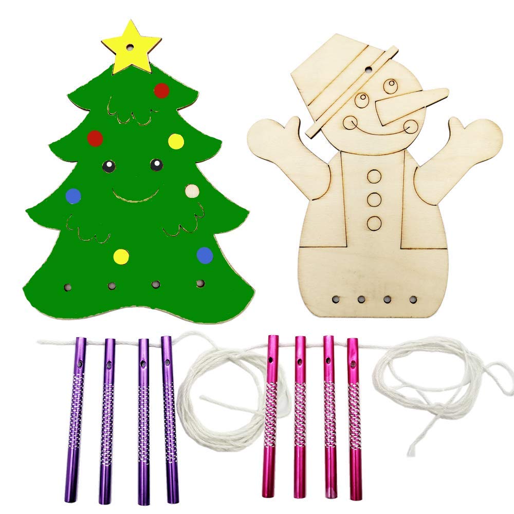 DEUXPER Make Your Own Christmas Ornaments Wind Chime Kit - Arts & Crafts Construct & Paint 4 Wind Powered Musical Chime DIY Gifts for Kids, Boys & Girls