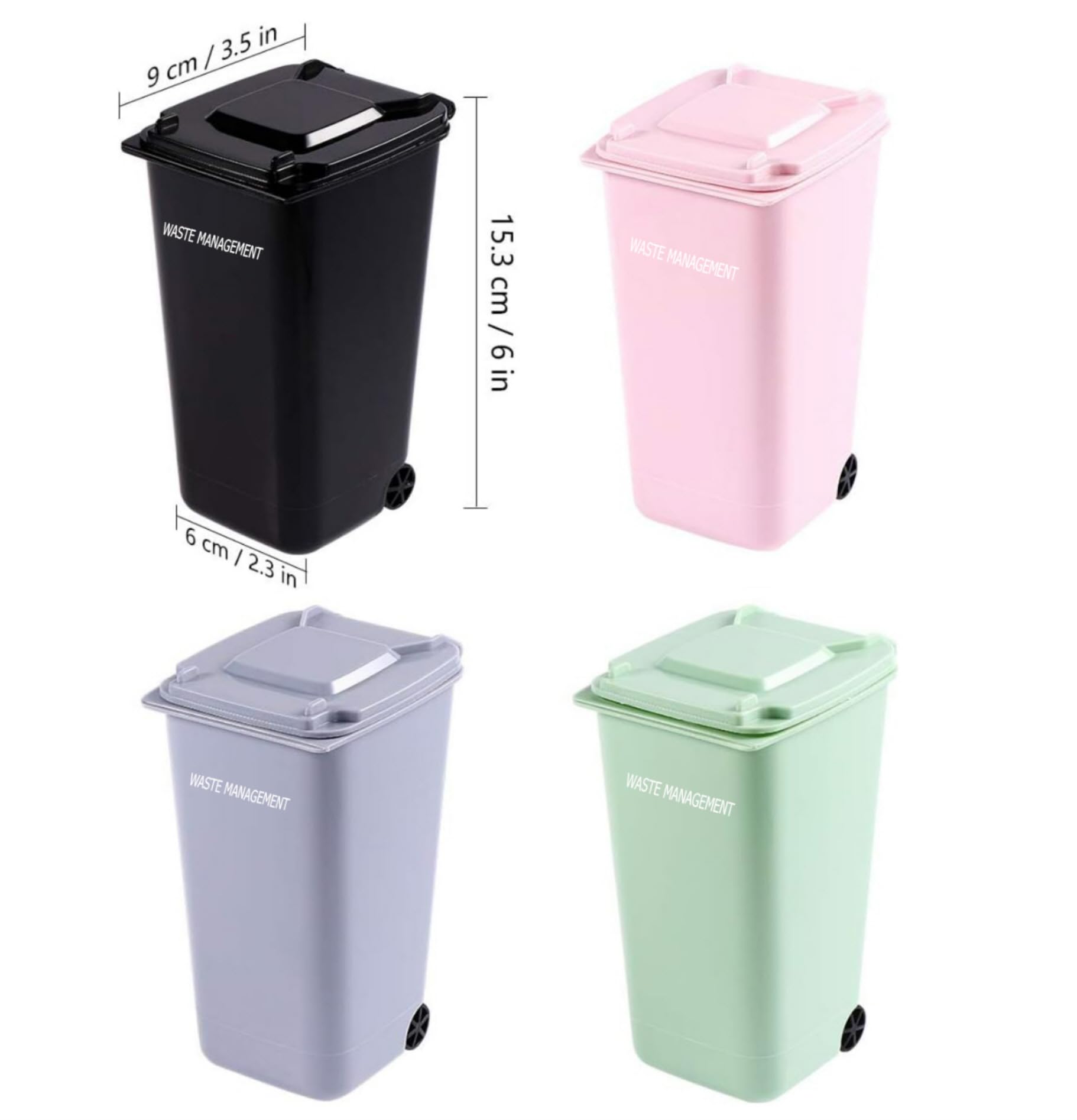 xcarpro Office Trash Can Desktop Mini Trash Bin, Garbage Bin Set Pencil Cup Holder with Lips & Wheels Curbside Organizer Containers Wastebasket (Green)