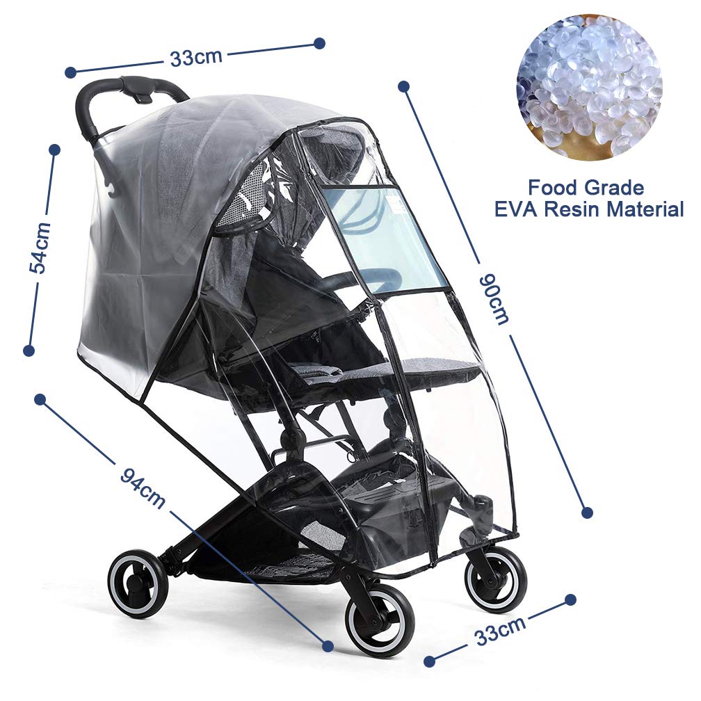 Baby Stroller Rain Cover, Maveek Plastic Stroller Cover Clear for Rain and Wind Shield, Universal Fit Transparent Stroller Accessories for Infant Toddler Newborn Proctection Product Winter All Weather