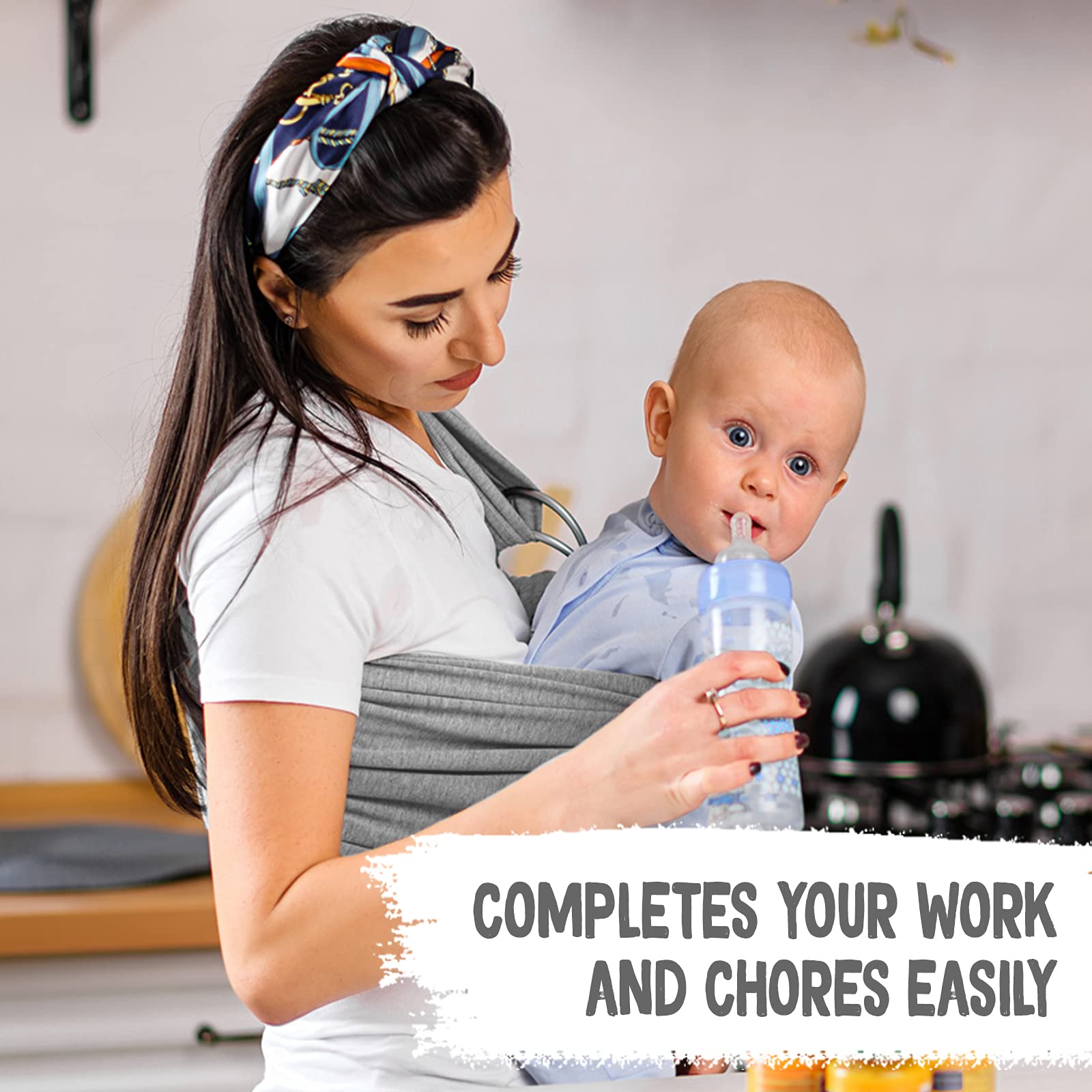 Baby Sling Rings for KeaBabies Baby Wrap Carrier - Aluminium Wrap Rings 3.4 inches Diameter - Suitable for Baby Wraps & Woven Wraps (Elegant Silver)