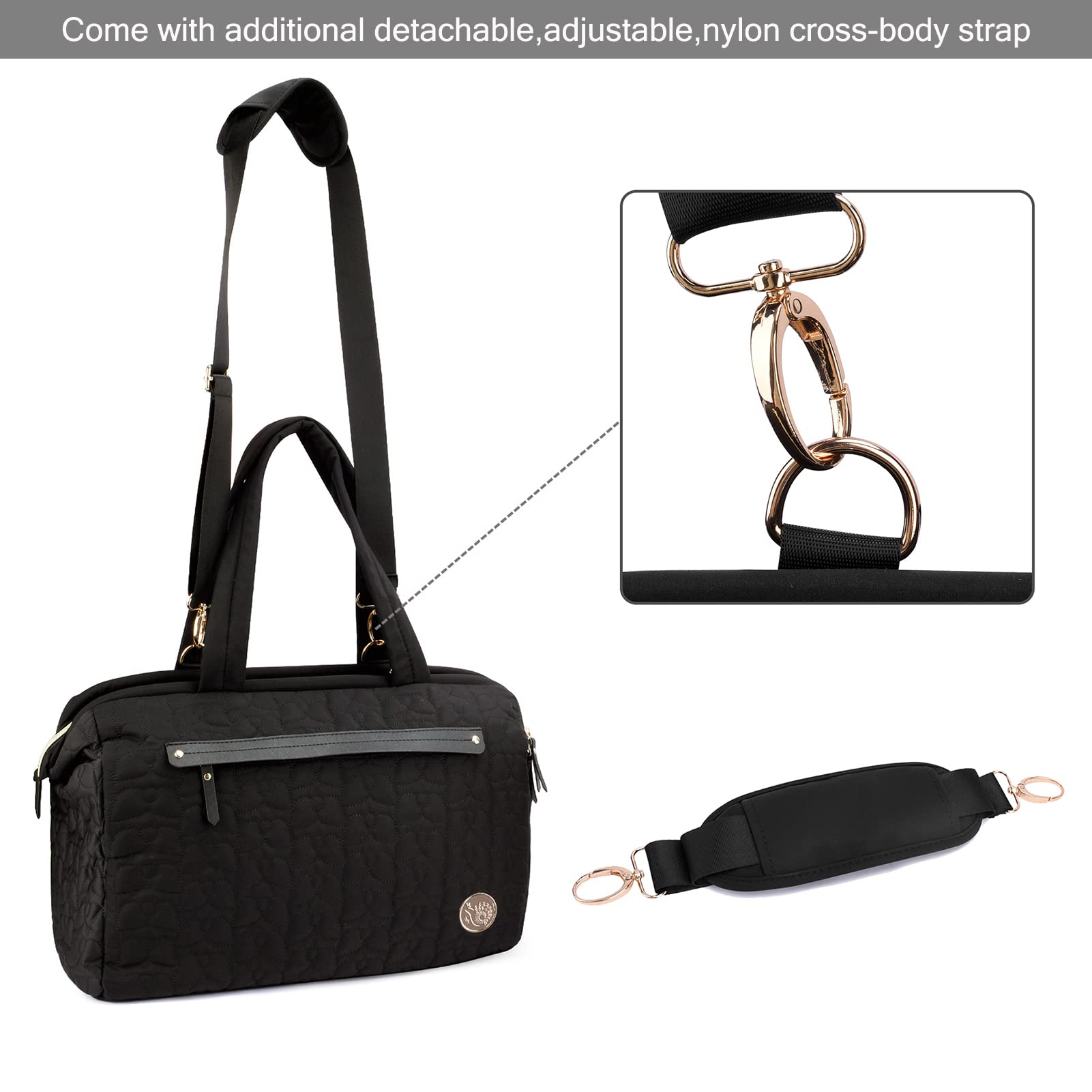 Bebamour Diaper Bag,Diaper Changing Totes Bag for Mom and Dad Multi-function Baby Diaper Bag Stylish Large Capacity Mommy Bag For Travel (Black)