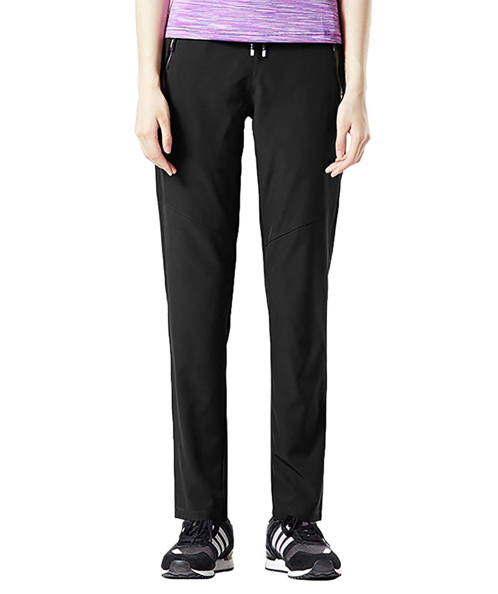 Arisonho Women's Hiking Pants Outdoor Water-Resistant Quick Drying Mountain Trousers Lightweight Travel Pants with Pockets(Black,M)
