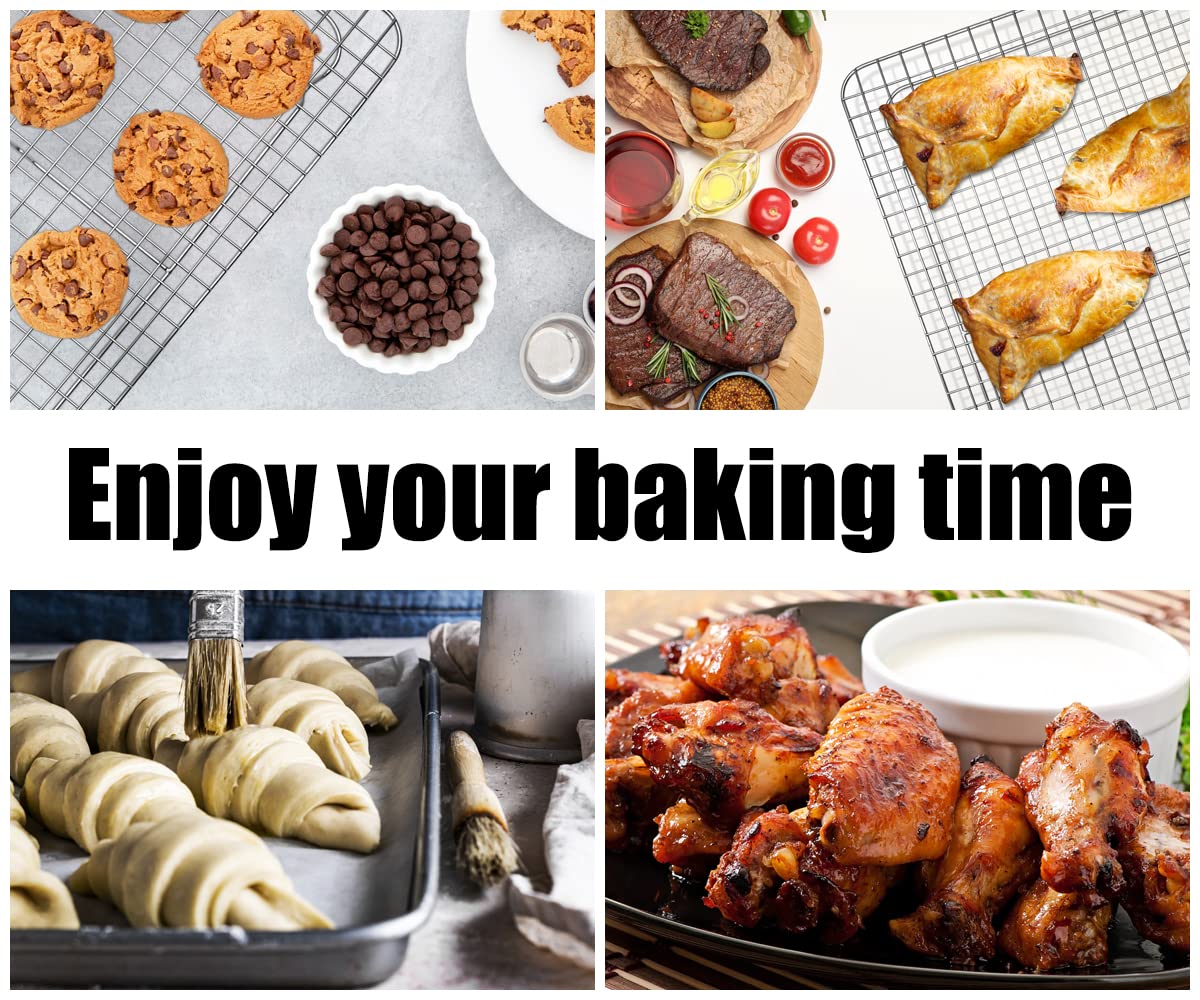 ASHQSS Baking Sheet with Rack Set,Stainless Steel Baking Pan with Cooling Rack,Non-Stick Cookie Sheets for Oven, Heavy Duty & Dishwasher Safe & Easy to Clean