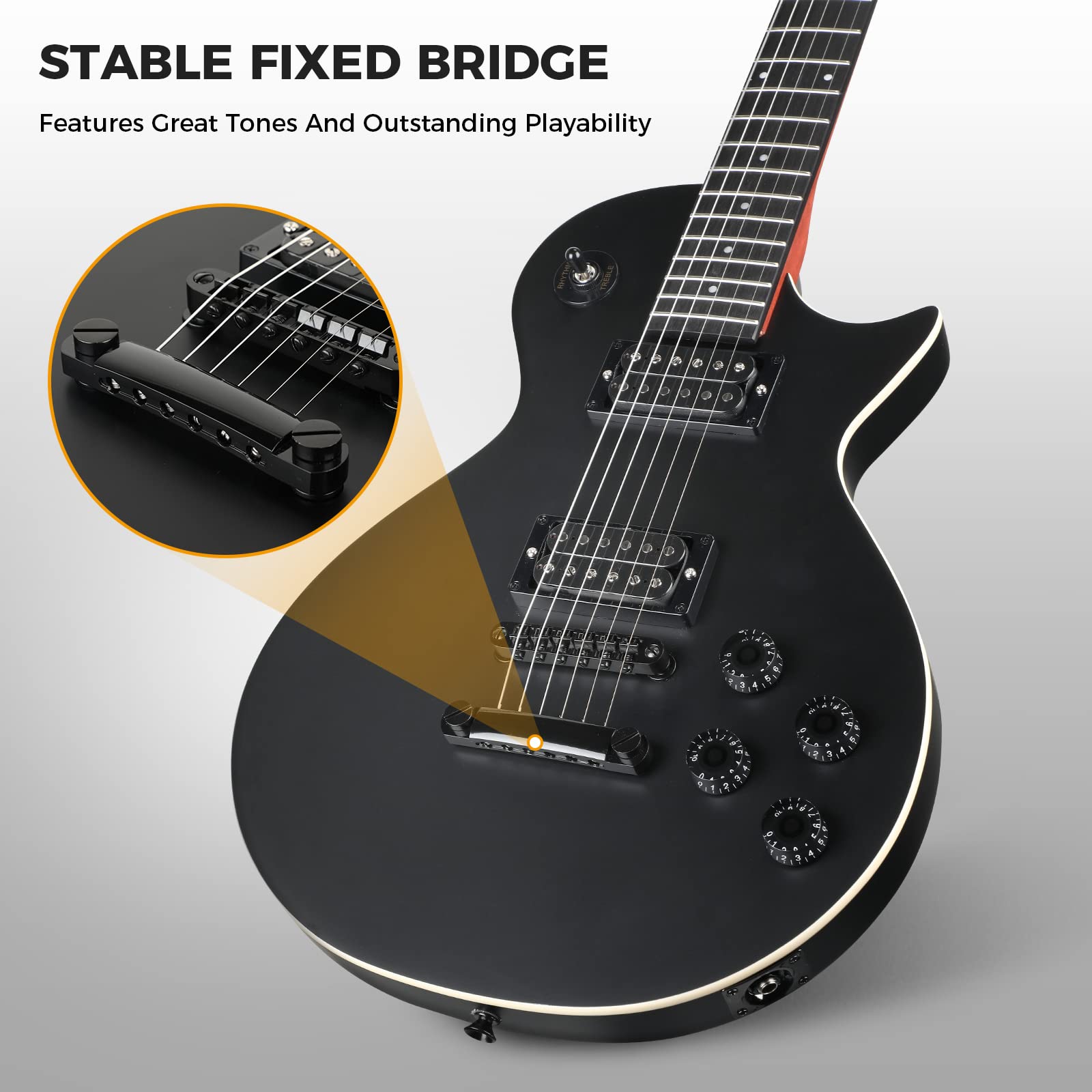 Asmuse 39 Inch LP Electric Guitar Kit, Solid Body Les Paul Style Electric Guitar With Volume/Tone Controls, 3-Way Pickup (Sunburst)