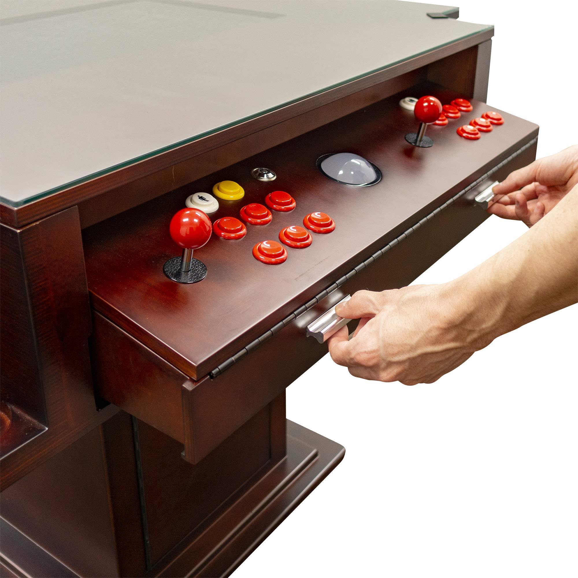 Creative Arcades Full Size Commercial Grade Cocktail Arcade Machine | 2 Player | 1162 Games | 26" LCD Screen | 3 Sided | 4 Sanwa Joysticks | Trackball | 2 Stools Included | 3 Year Warranty
