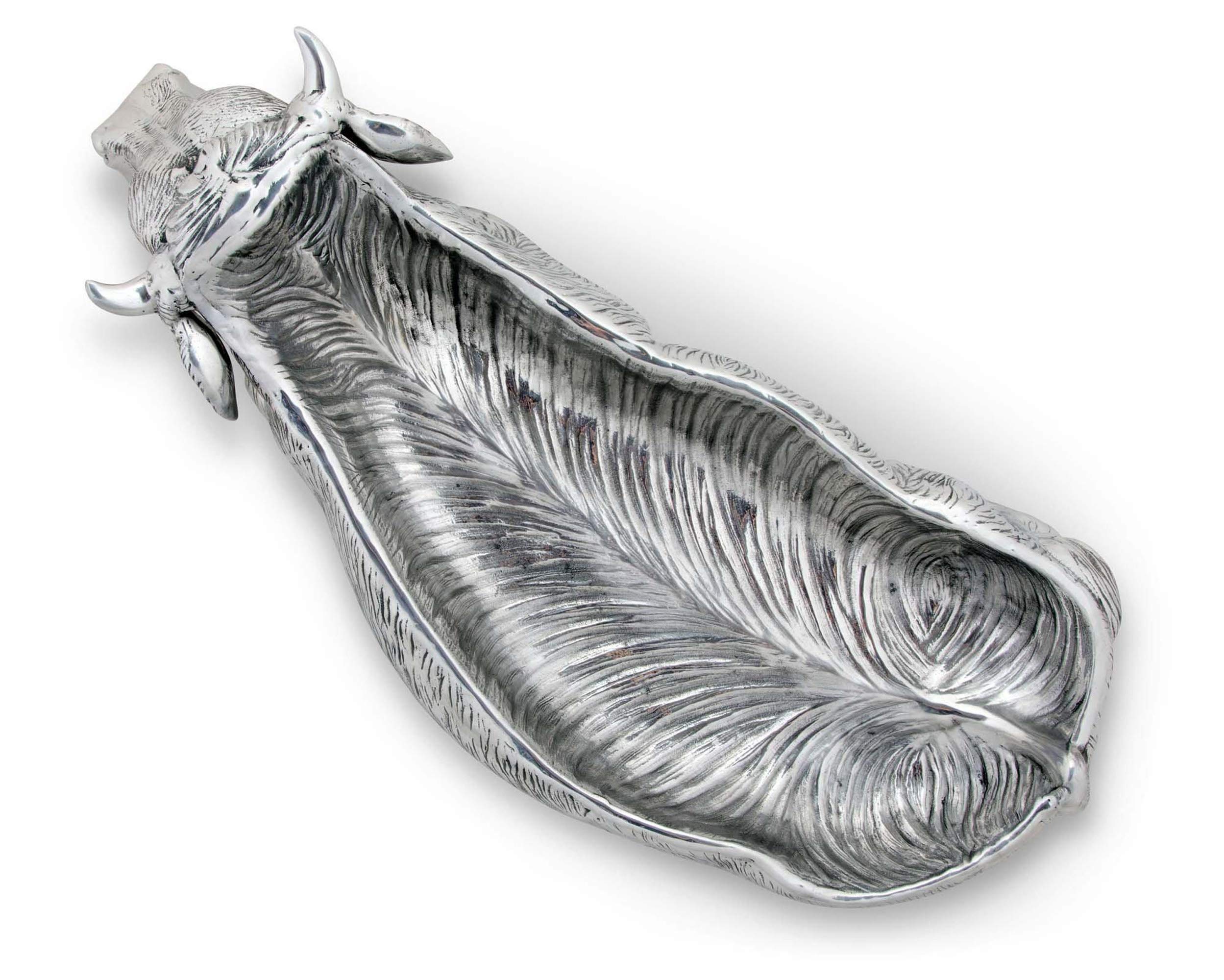 Arthur Court Extra Large Cow Beef Serving Carving Tray Cast Aluminum 36 inch Long x 12 inch Wide