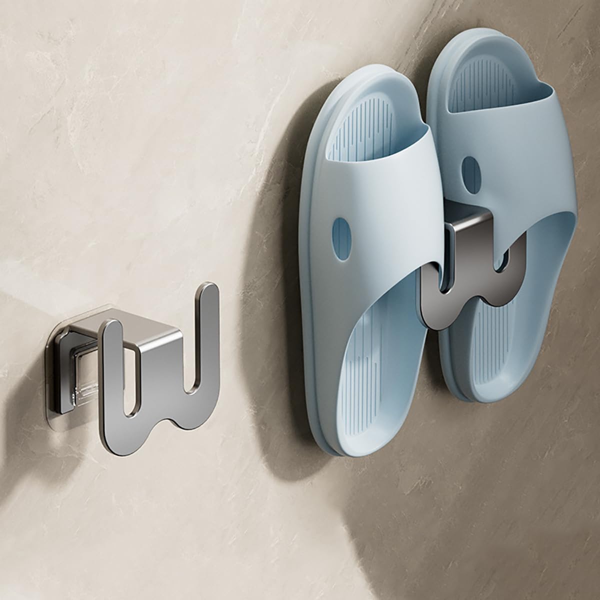 CYCOOPE 4PCS Wall Mounted Slippers Rack, No Punch Slipper Rack Waterproof Space-Saving Slipper Hanger for Bathroom Kitchen