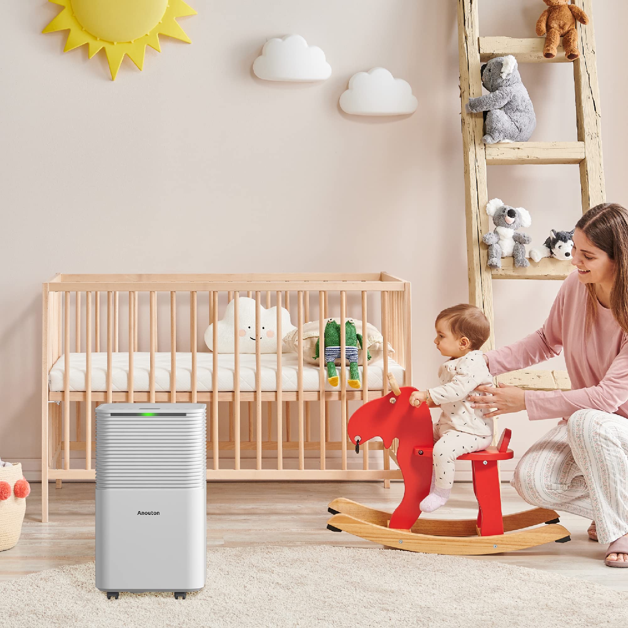 Anouton 2,000 Sq. Ft. Dehumidifier For Large Room or Basements, Bedroom, Dehumidifier With Drain Hose, With Digital Control Panel,Overheat Protection (White)