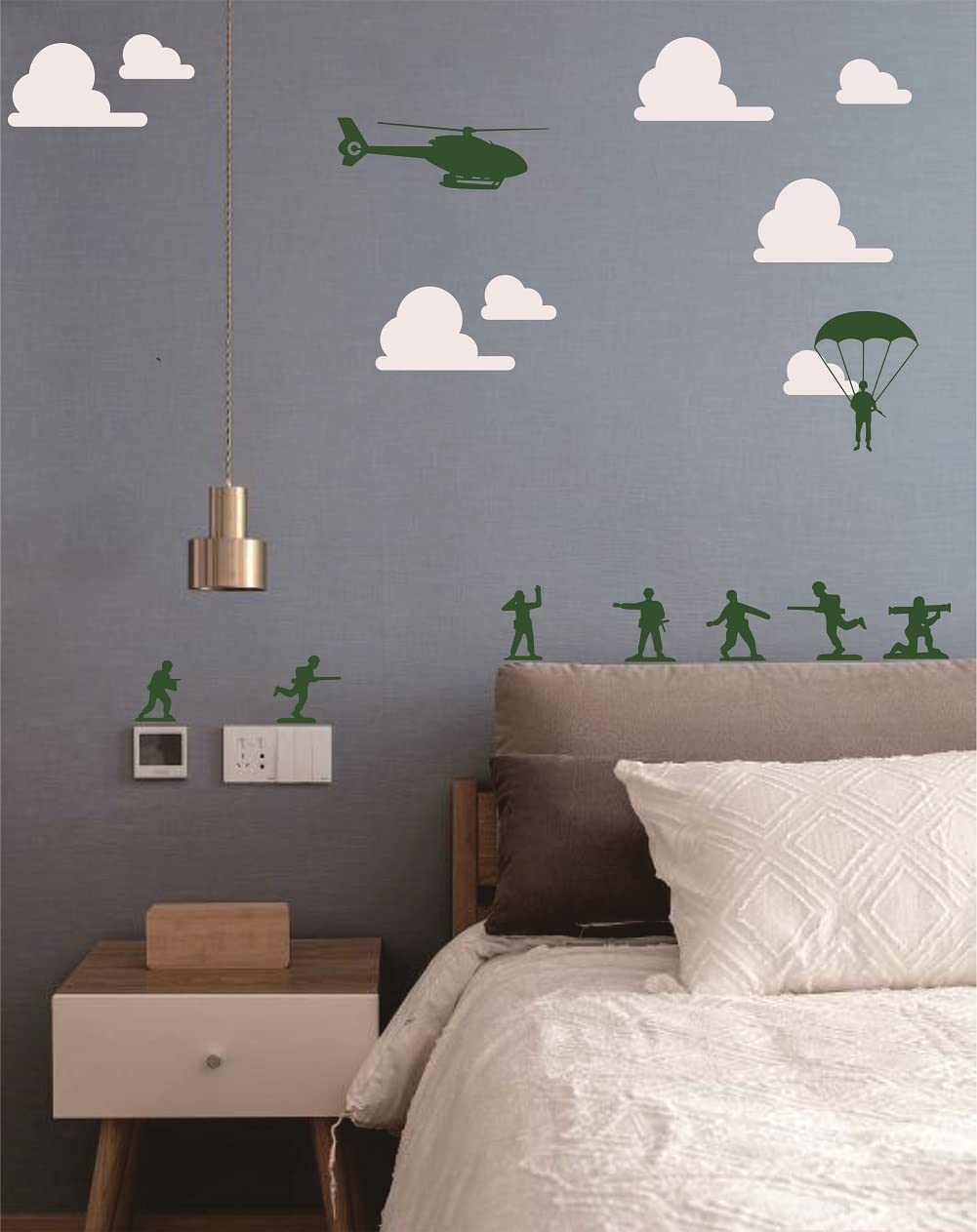 Army Men Wall Stickers Soldier Helicopter for Boy Kids Bedroom Decal Home Decor